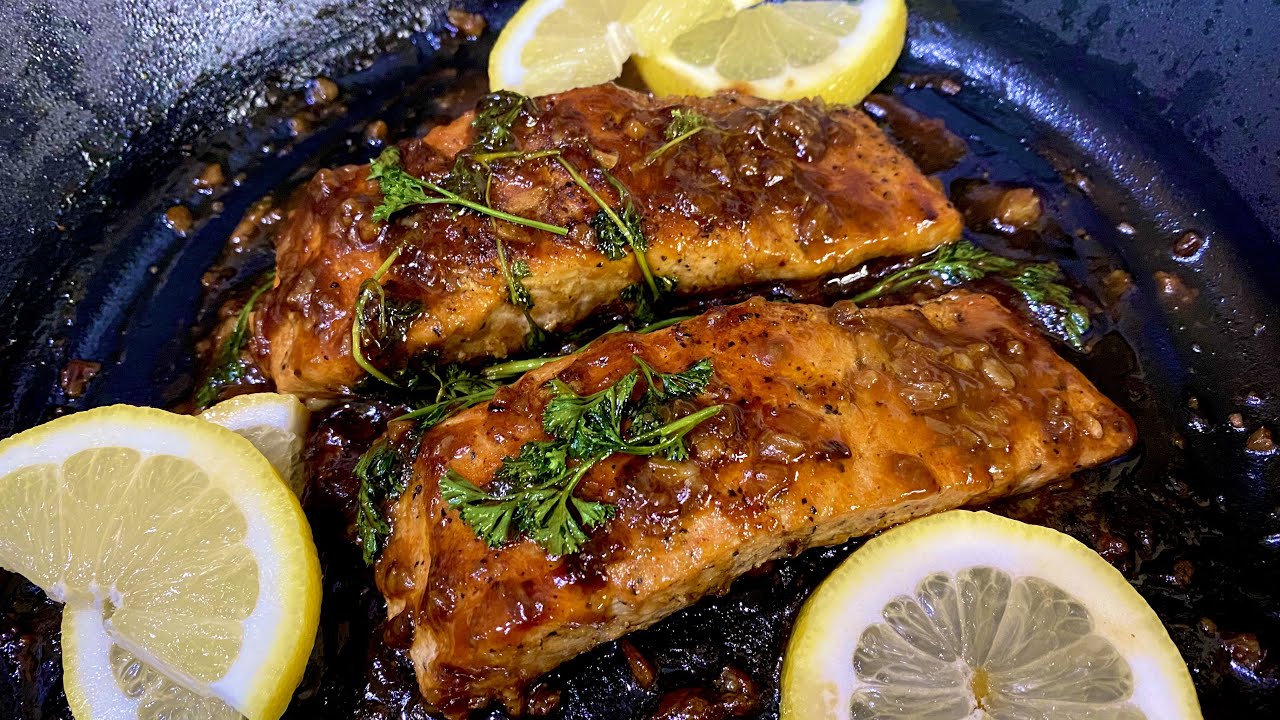 Easy Sweet And Sticky Salmon Recipe/Lemon And Garlic Salmon - YouTube