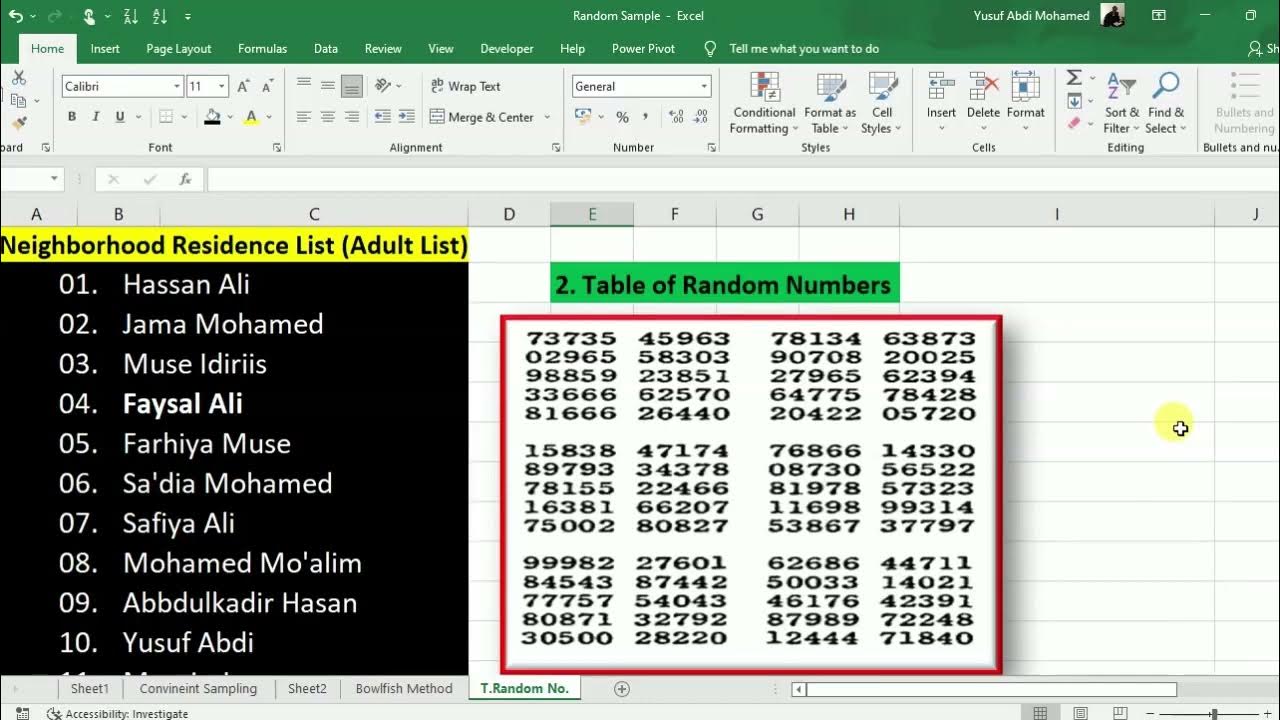 3. Sampling and Sampling Distribution, Using Microsoft Excel Explained in Somali Language - YouTube
