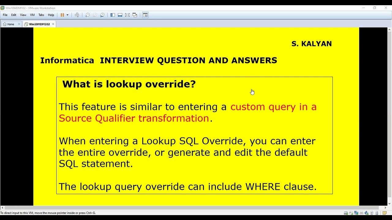 Informatica Power Center, Interview Q & A, Lookup override - YouTube