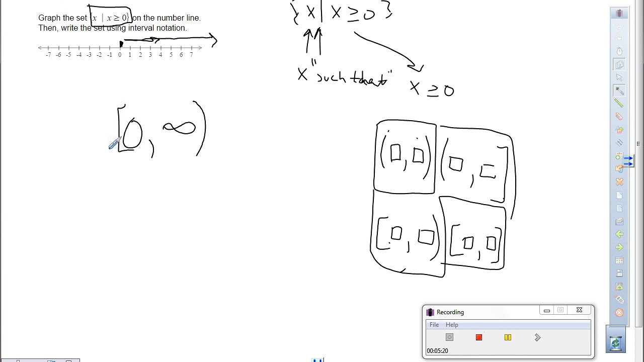 Set builder and interval notation - YouTube