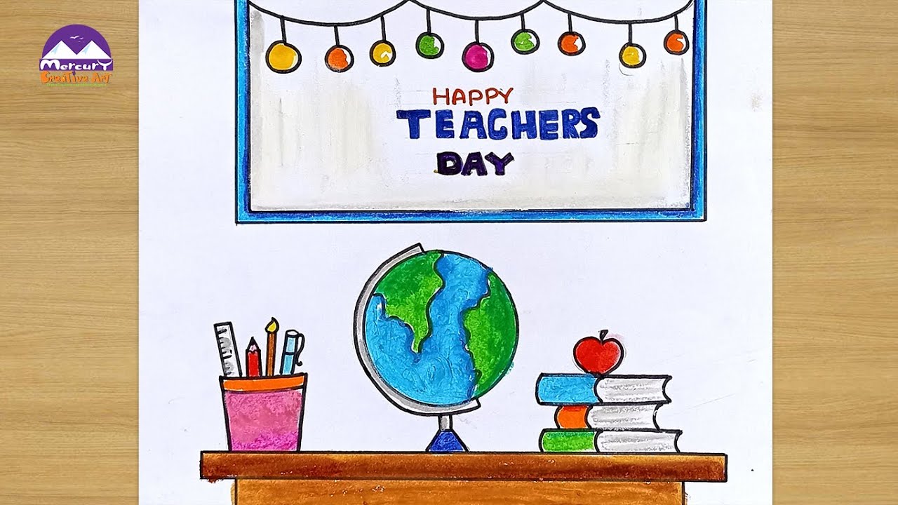 How to draw Happy teacher's day | Teachers day drawing| Teachers day ...
