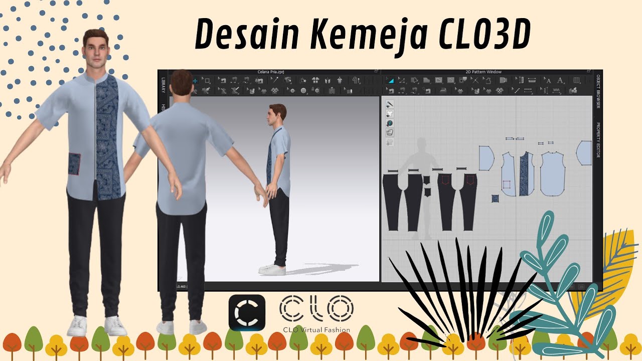 Tutorial Kemeja CLO3D || Desain Kemeja 3 Dimensi Untuk Pemula - YouTube
