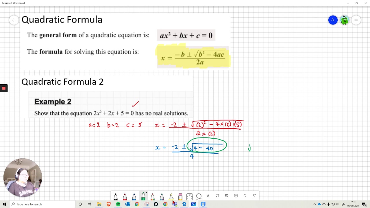 Quadratic Formula Part 3 Solving Without A Calculator