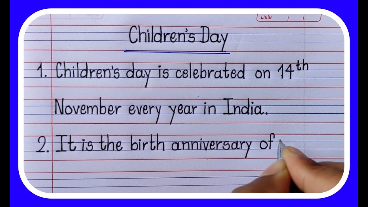 10 Lines Essay On Childrens Day/Children's Day- Learn - YouTube