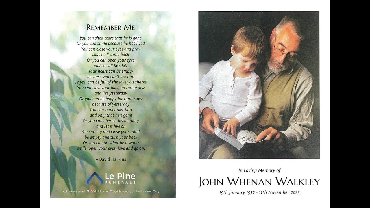 WALKLEY, John Whenan Funeral Service and Committal - YouTube