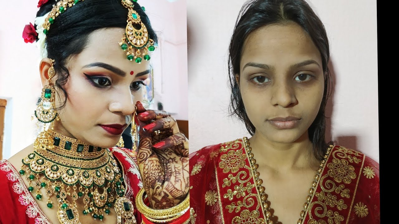 Real bridal makeup / Bridal makeup for beginners / Step by step bridal ...