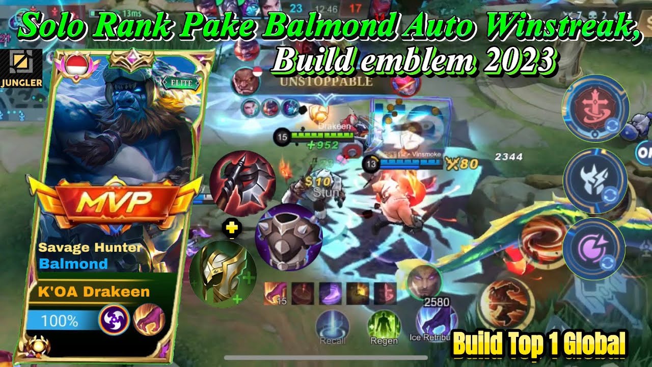 BUILD+EMBLEM BALMOND SOLO RANK AUTO WINSTREAK!! GAMEPLAY BALMOND TOP 1 ...
