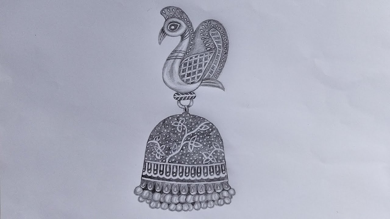 How to Draw a Beautiful Jhumka Design_Realistic_Step by step_Pencil ...