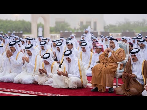 28 June 2023 : Sheikh Tamim Emir of Qatar attends Eid Al Adha prayer in ...