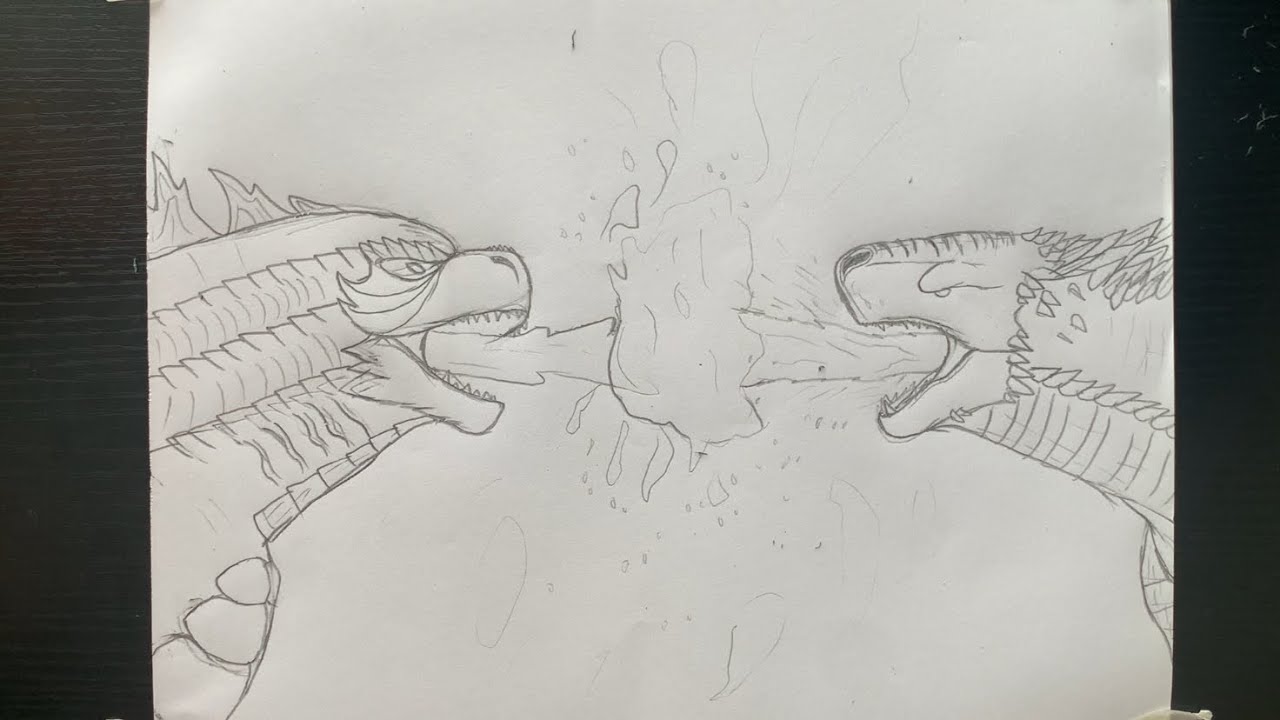 How to draw Godzilla vs Shimo Atomic and Ice Blast - YouTube