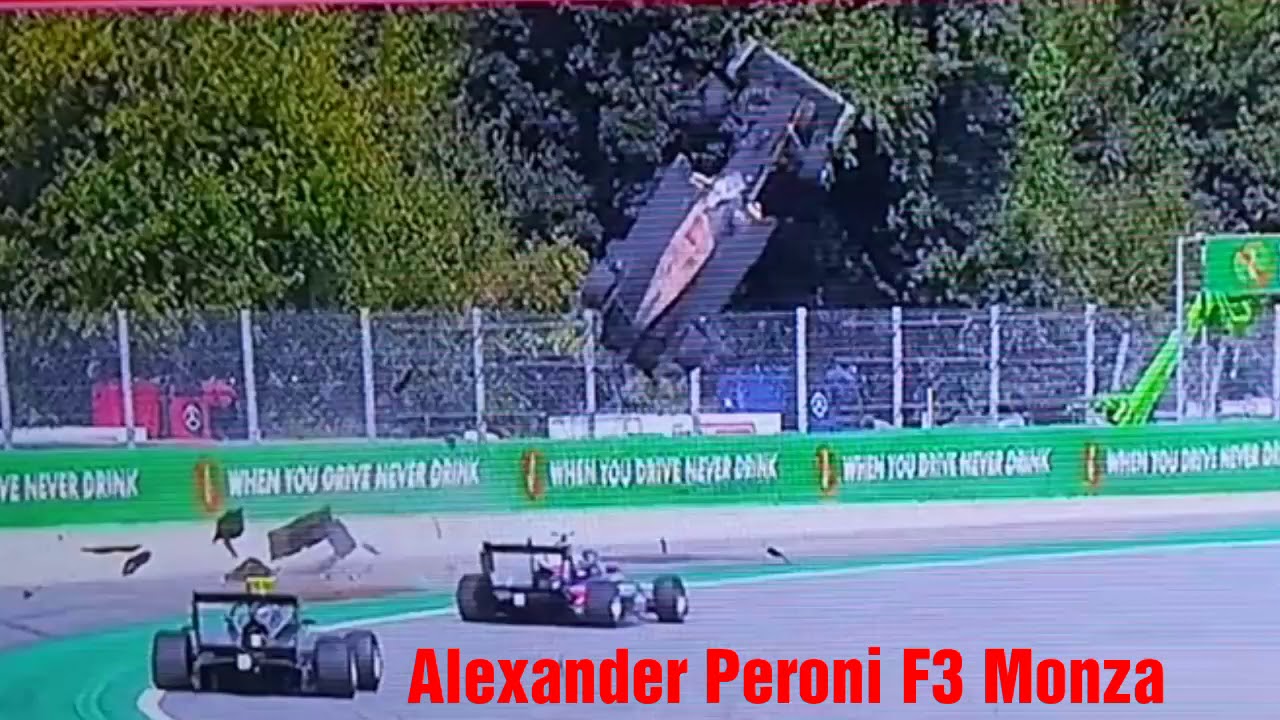 Alexander Peroni flight and crash - volo ed impatto - Monza F3 - illeso ...