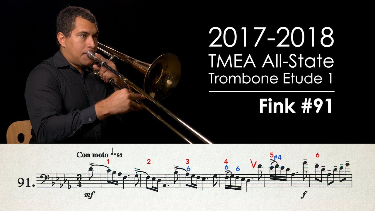 2017 2018 Tmea All State Trombone Etude 1 Fink No 91 Youtube