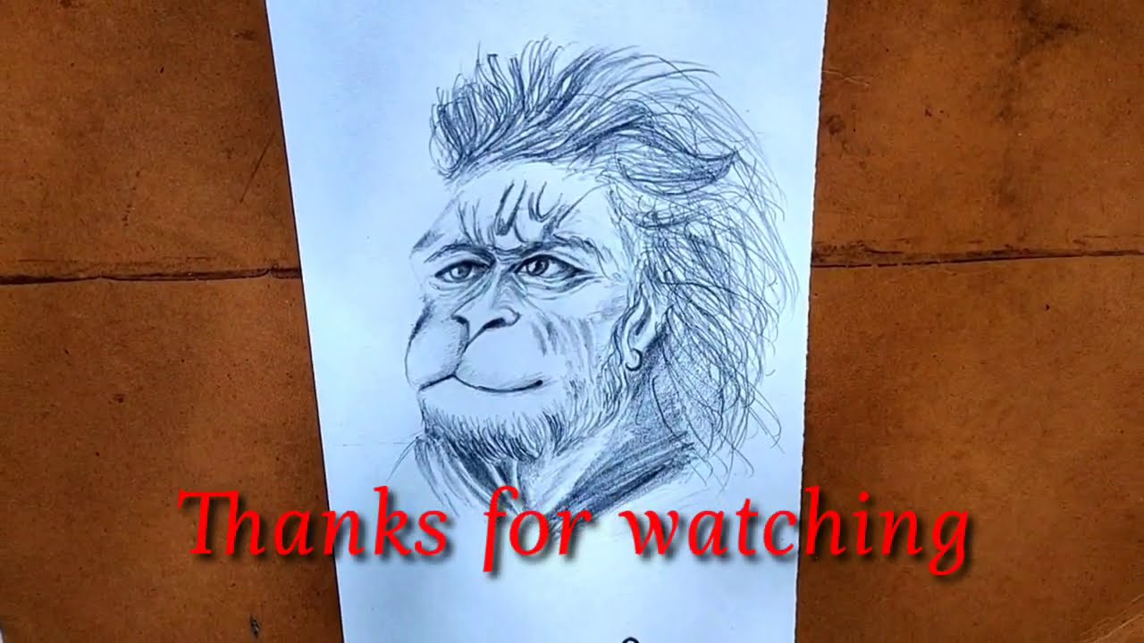 Lord Hanuman pencil sketch. / Easy way to draw Lord Anjaneya angry face ...