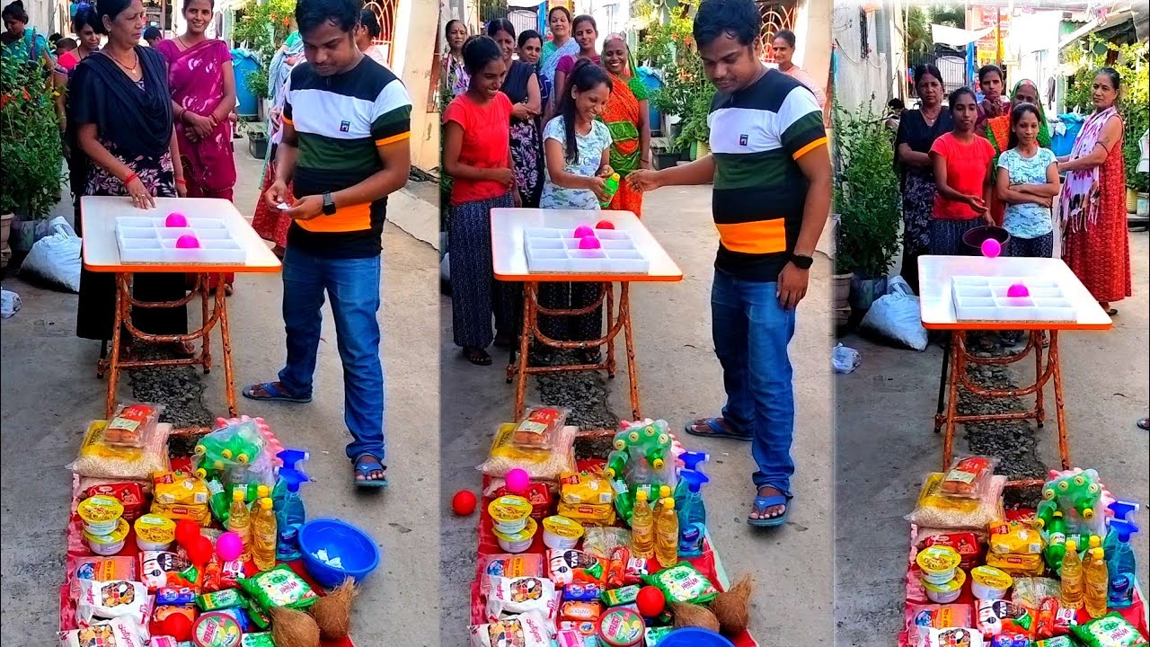 Plastic boll competition 2 girls win food item 🔴🟠 - YouTube