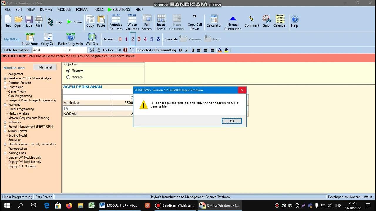 Modul 5 linier programming - Soal 8 - Ikhwan Faris - 12211323 - YouTube