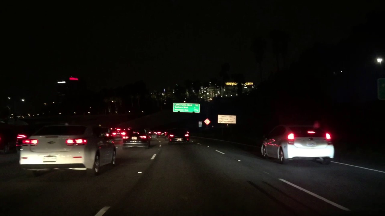 Universal Studios 101 freeway HD night time - YouTube