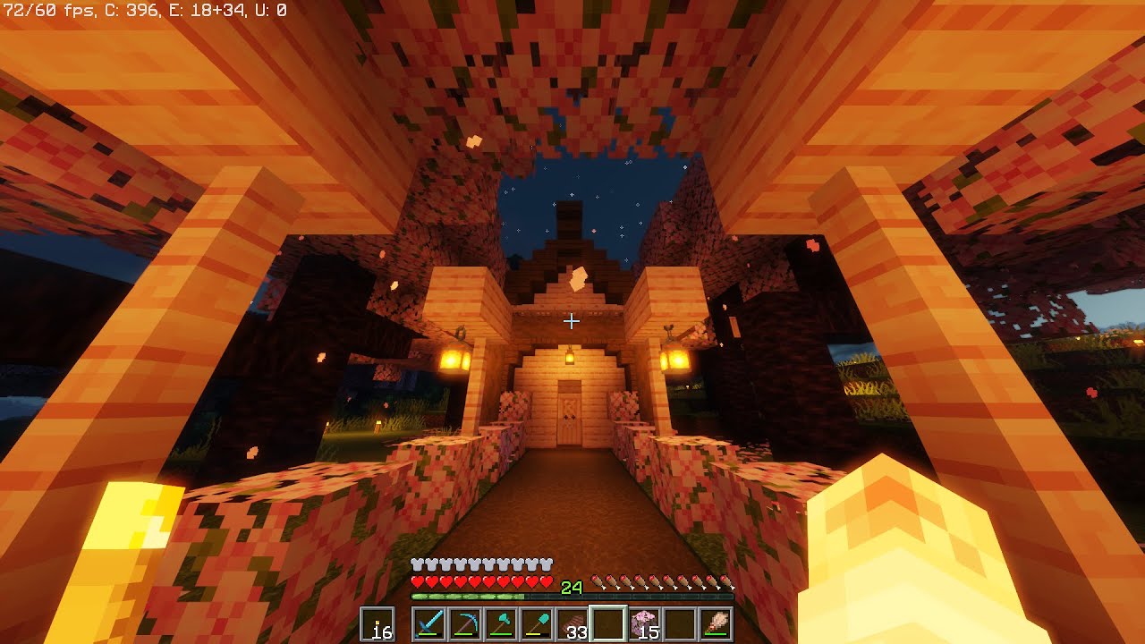 cherry blossom house and nether portal build | New minecraft world ...