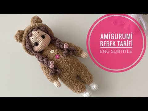 Kadife ipten bebek yapımı🤎1/3 Eng Subtitle #amigurumicroche #amigurumitutorial