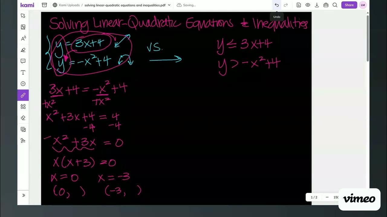 solving linear quadratic equations and inequalities part 1 - YouTube