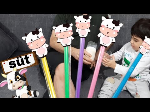 Pamir Efe Ballı Süt İçti Gücüne Güç Kattı | Renkli Pipet Parmak Ailesi Şarkısı | Çocuk Videosu