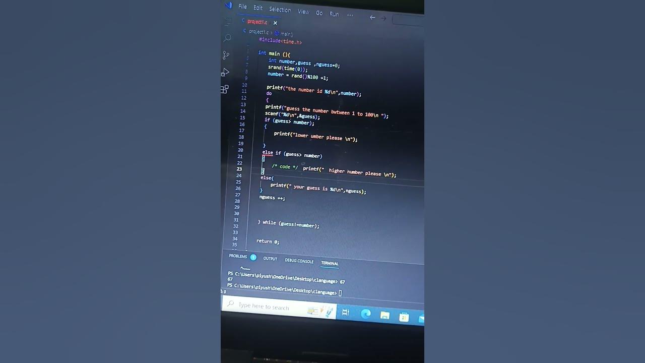 my first c language game #clanguage #games i thinking you should try this code - YouTube