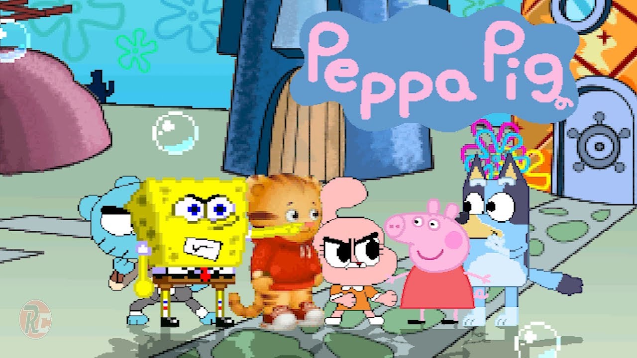 Spongebob, Gumball, and Daniel Tiger vs Peppa Pig, Bluey, and Anais ...