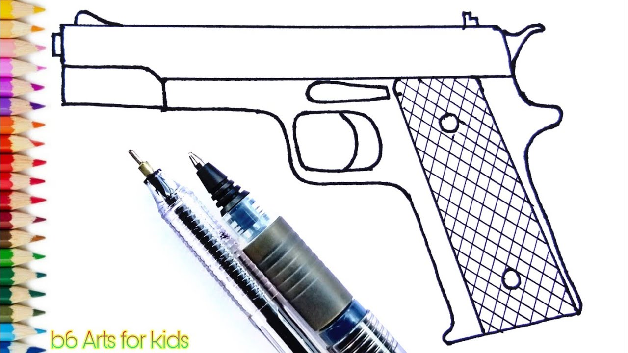 HOW TO DRAW A PISTOL - YouTube