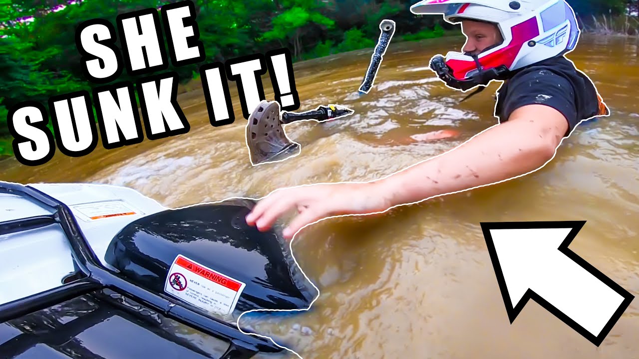 GIRLFRIEND TAKES FOUR-WHEELER THROUGH POND! - YouTube