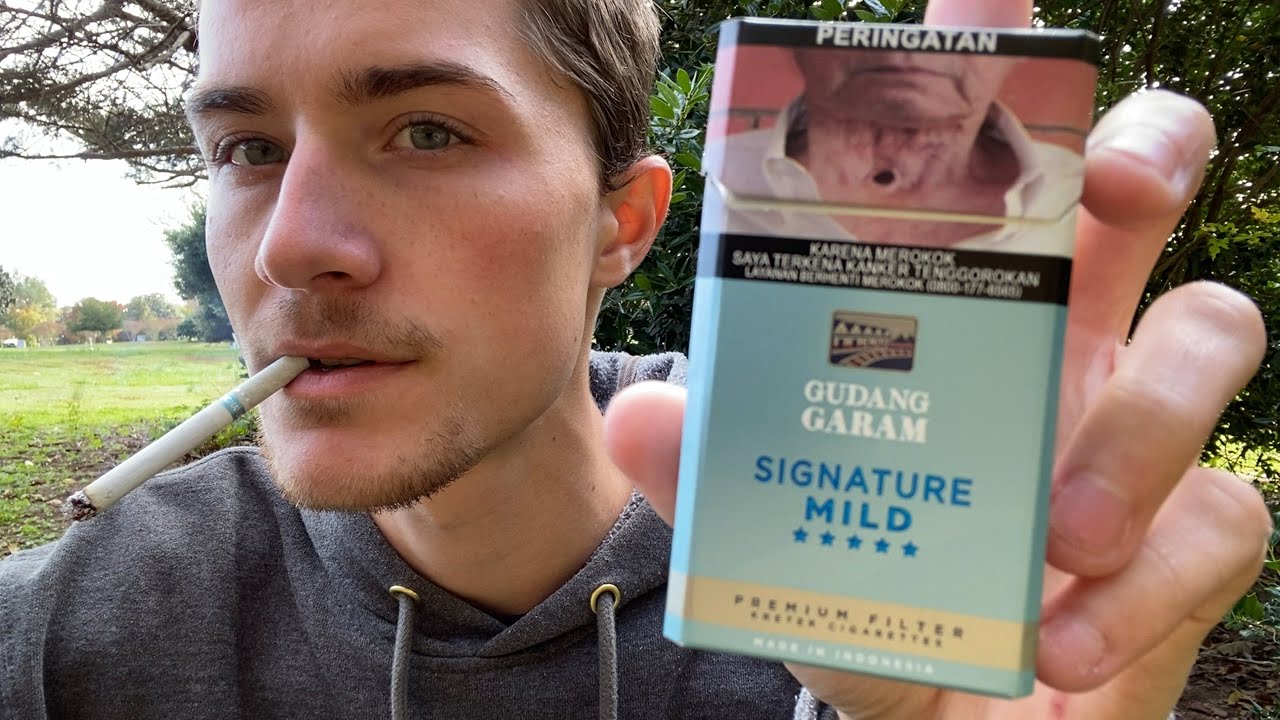 Smoking a Gudang Garam Signature Mild Clove Cigarette - Review - YouTube