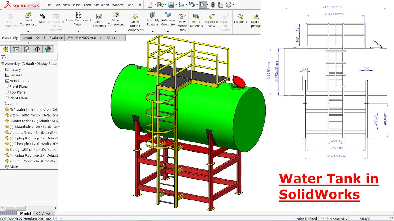 SolidWorks Tutorial Water Tank - YouTube