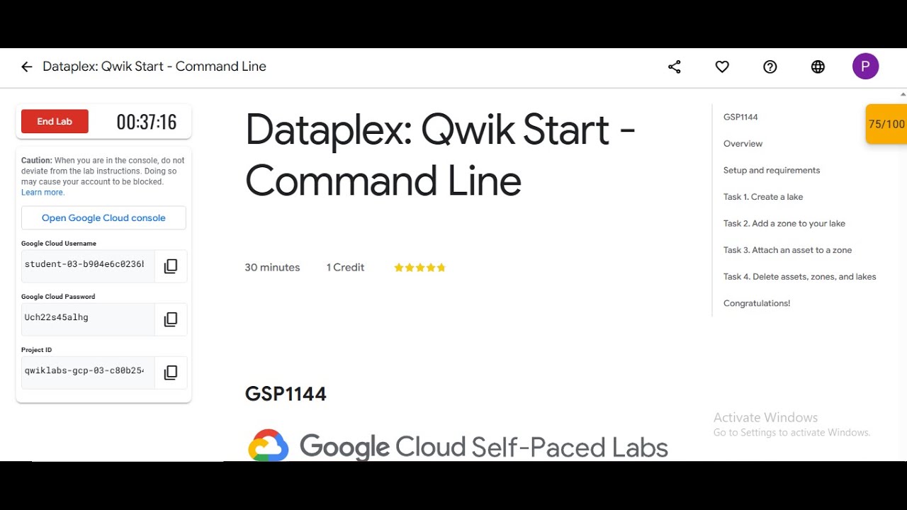 Dataplex Qwik Start Command Line Youtube