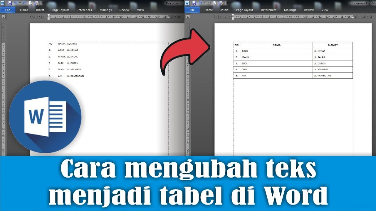 Cara Mengubah Teks Menjadi Tabel di Microsoft Word • #SimpleNewsVideo ...