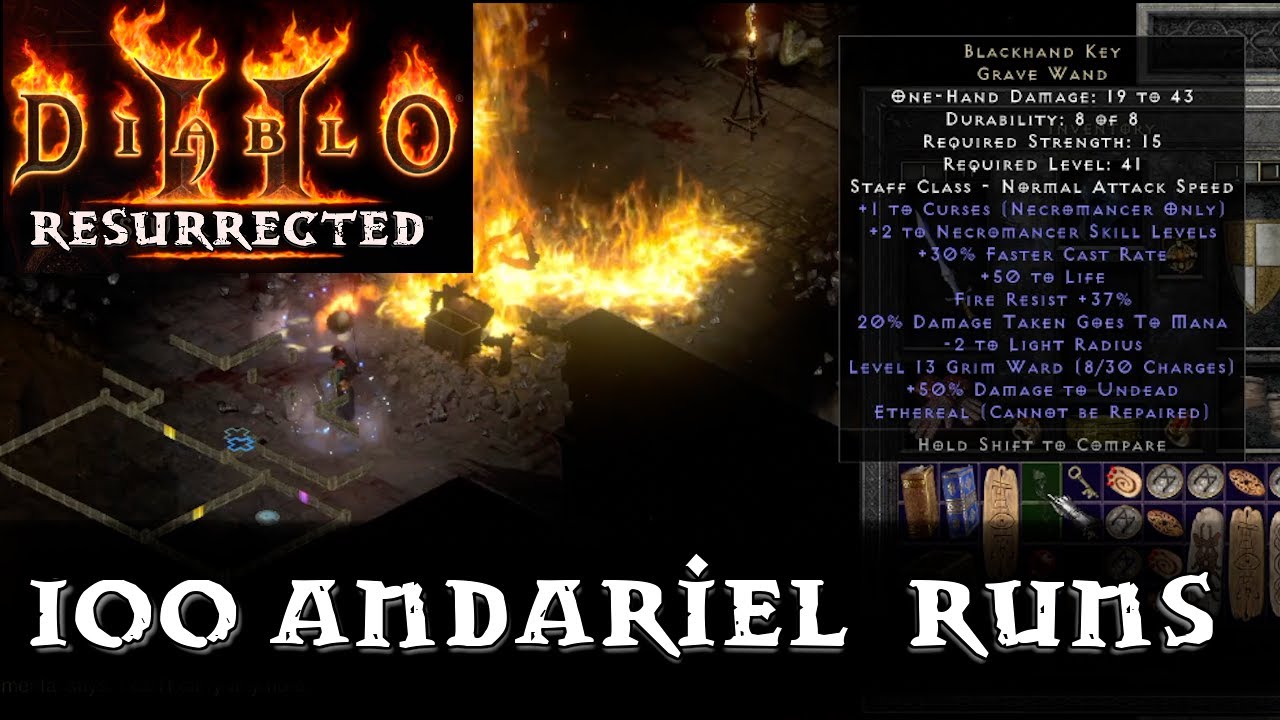 Diablo 2 Resurrected: 100 Hell Andariel Runs Drop Highlights!!! - YouTube