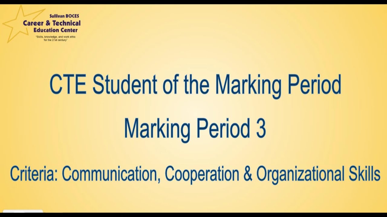 20-21 CTE Student of the 3rd Marking Period - YouTube