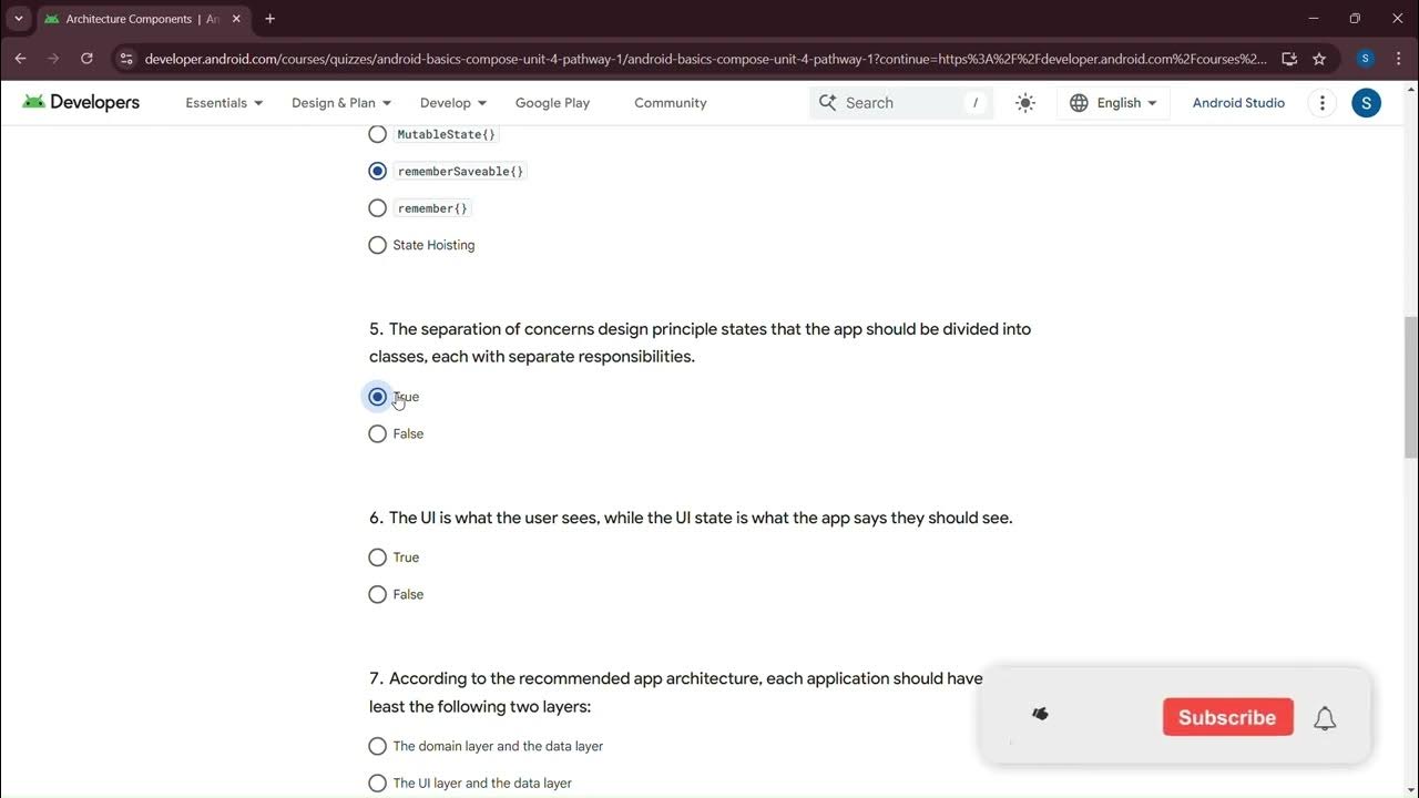 Unit - 4 Architecture Components - Quiz || Google Android Developers - YouTube