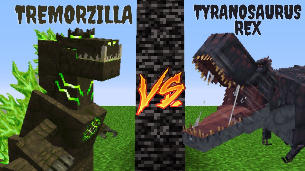 Tremorzilla VS Tyranosaurus Rex / Minecraft Mob Battle - YouTube