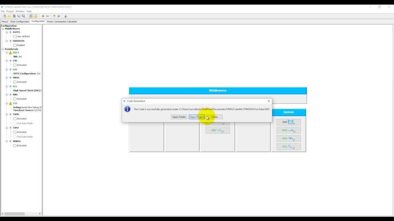 STM32F4 Programming in C 4- DAC and ADC coding in Keil using STM32CubeMx - YouTube