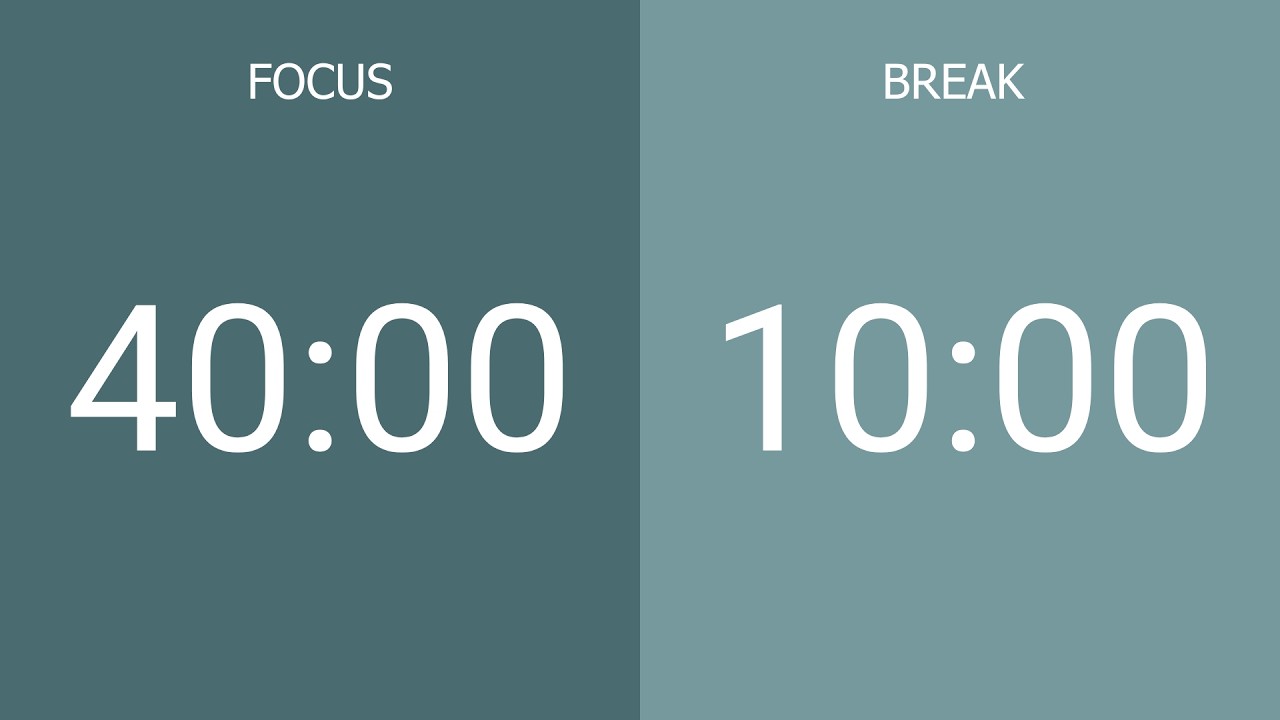 Pomodoro 40/10 Timer (5 Hour) | Study Session for Deep Work & ADHD | No ...