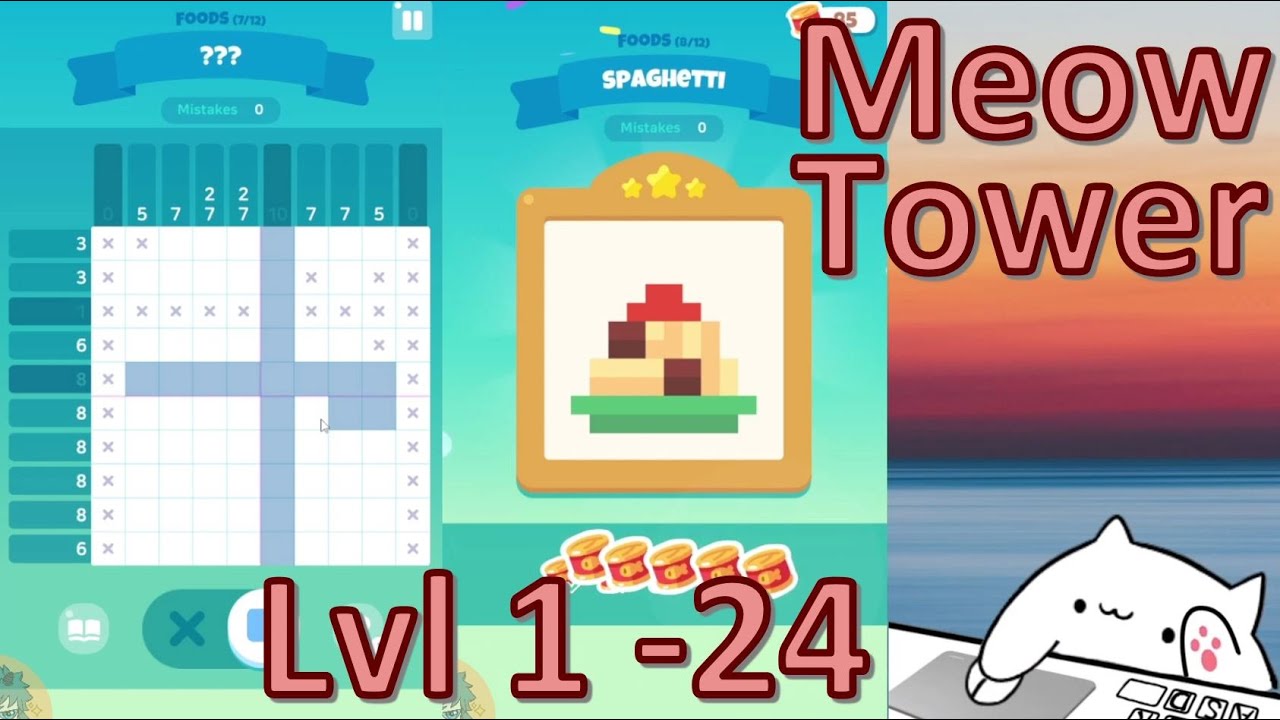 Meow Tower: Nonogram (Offline) Walkthrough Level 1 - 24 - YouTube