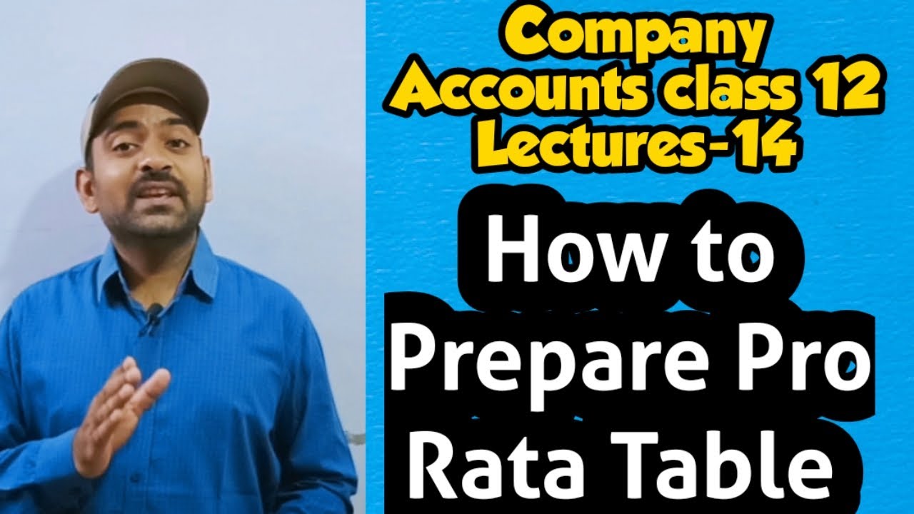 Company Accounts class 12 Lectures-14 How to prepare Pro Rata Table ...