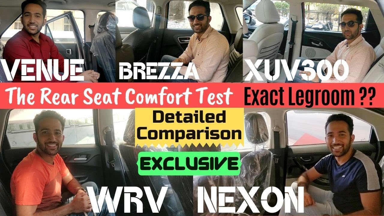 Hyundai VENUE Rear Seat Comfort Comparison Nexon, WRV, XUV300, Brezza ...