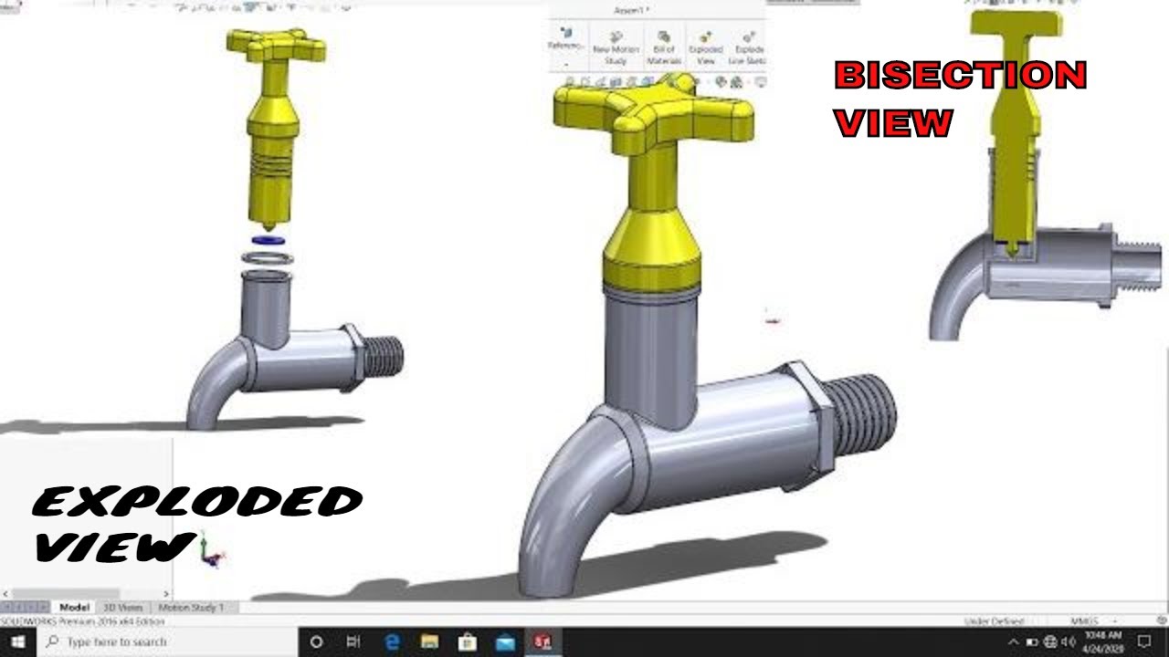 Solidworks Assembly Tutorial - BIBCOCK WATER TAP. # ...