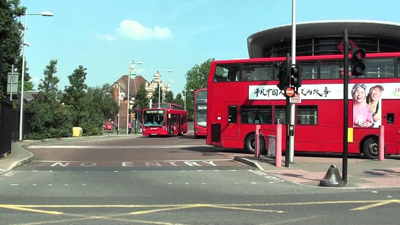 (HD) London buses on Routes 69 & W11 leave Walthamstow Bus Station ...