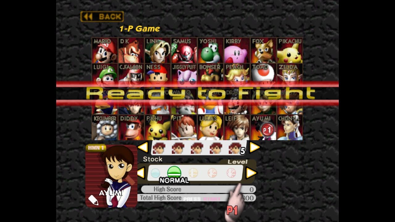 super smash bros. 1 classic mode 1p with Ayumi - YouTube