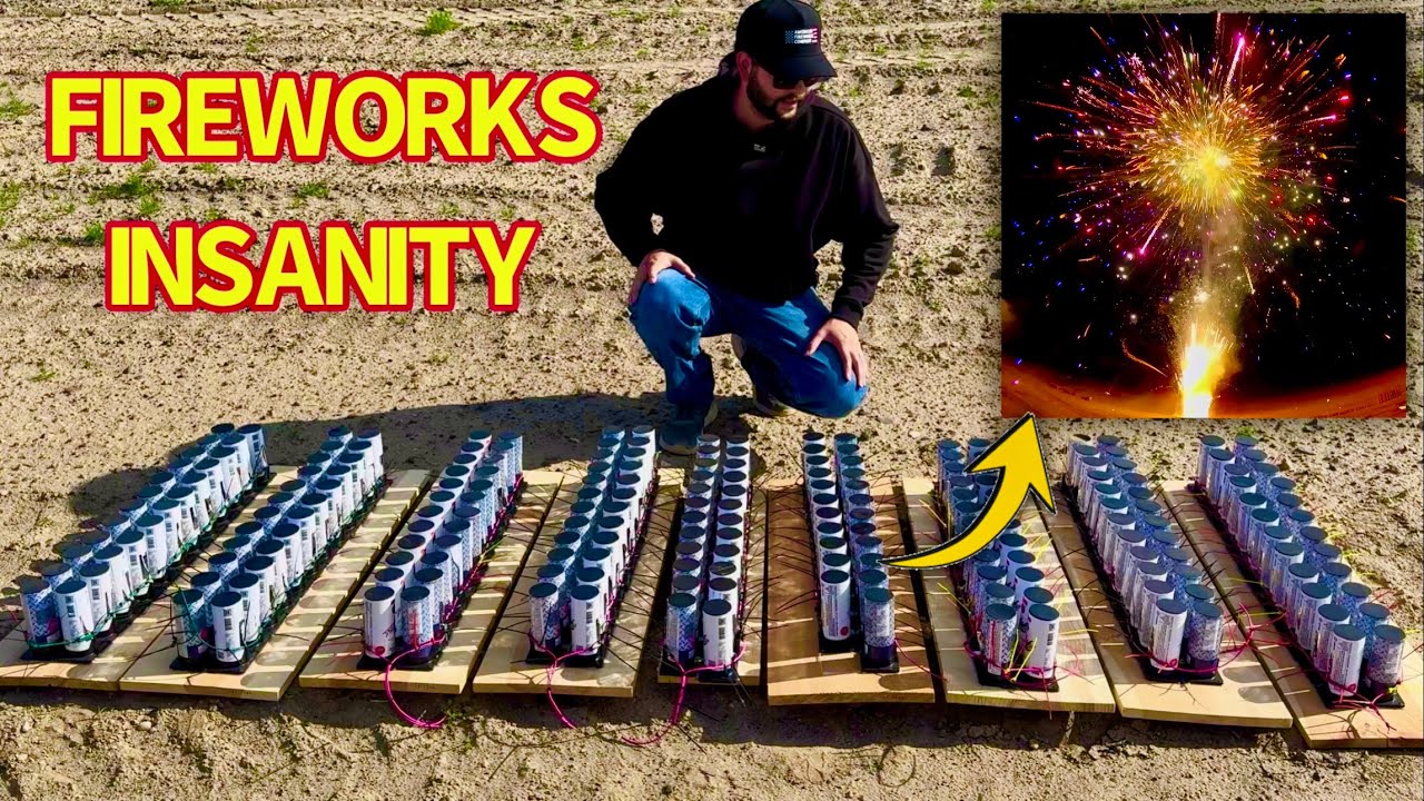 216 PRE-LOADED FIREWORK CANS ALL AT ONCE - ABSOLUTELY EPIC - YouTube