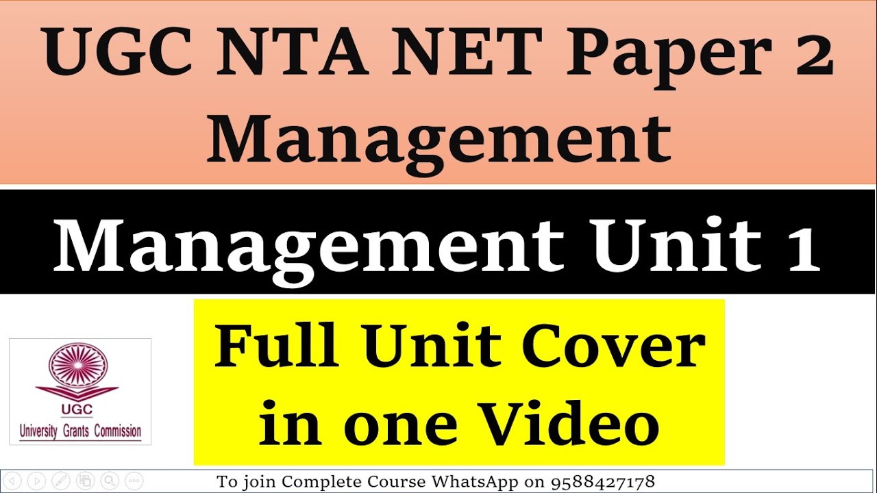 UGC NTA NET Paper 2 2022 || Management Management Unit 1 || Full Unit ...