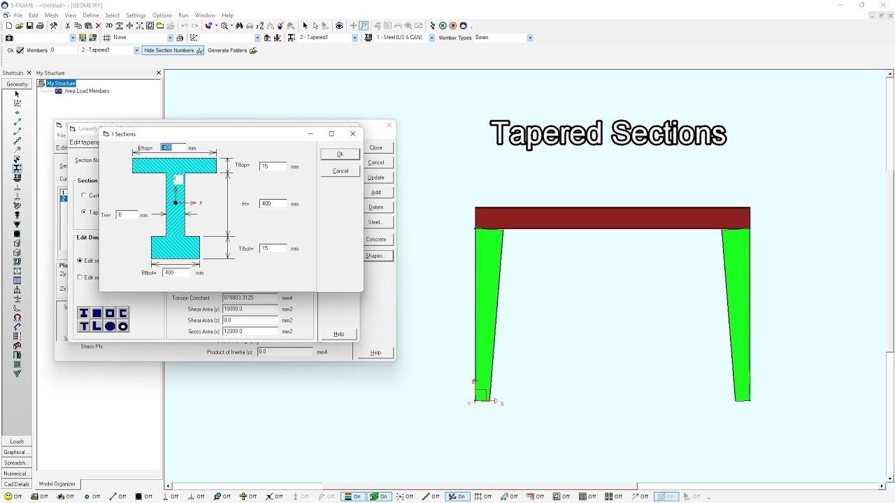 Advanced S-FRAME Analysis Tutorial Series #3 - Tapered Members - YouTube