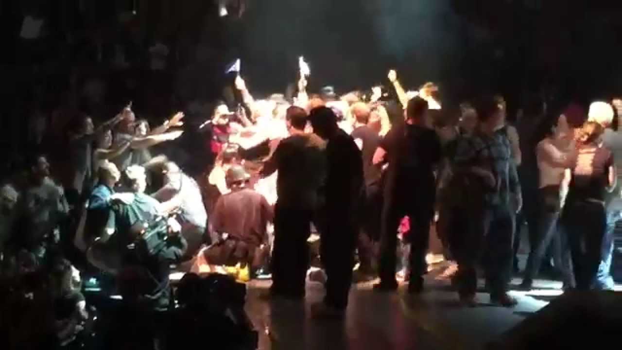 U2 Bono gets swarmed by fans on stage! FULL version - YouTube