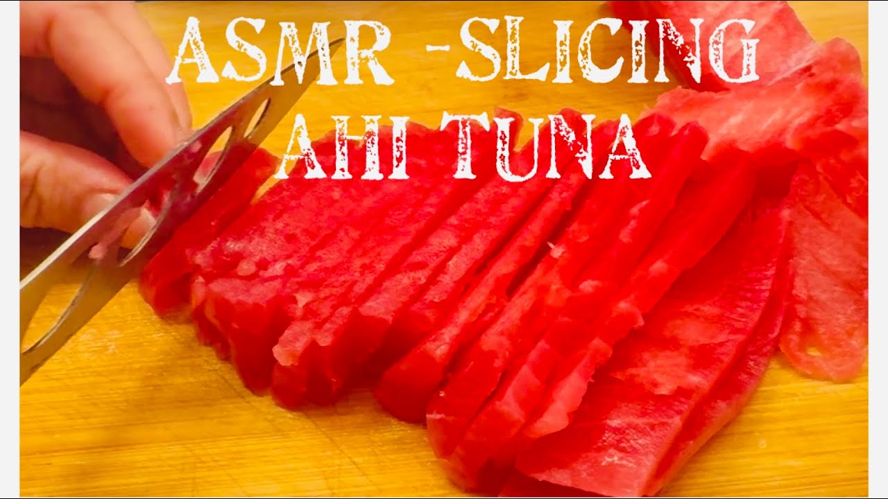 ASMR/ Slicing Semi-Frozen Ahi Tuna #asmr #tuna #slicing #seafood #fish ...