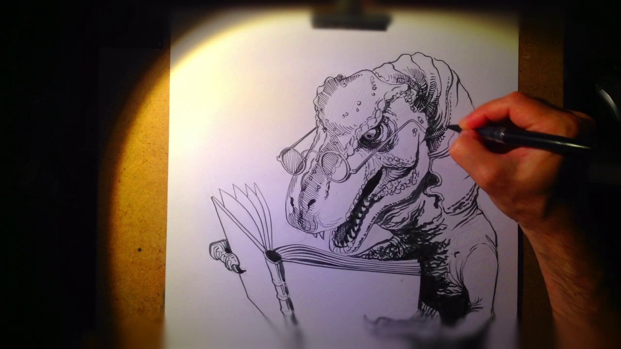 T-rex reading a book - YouTube